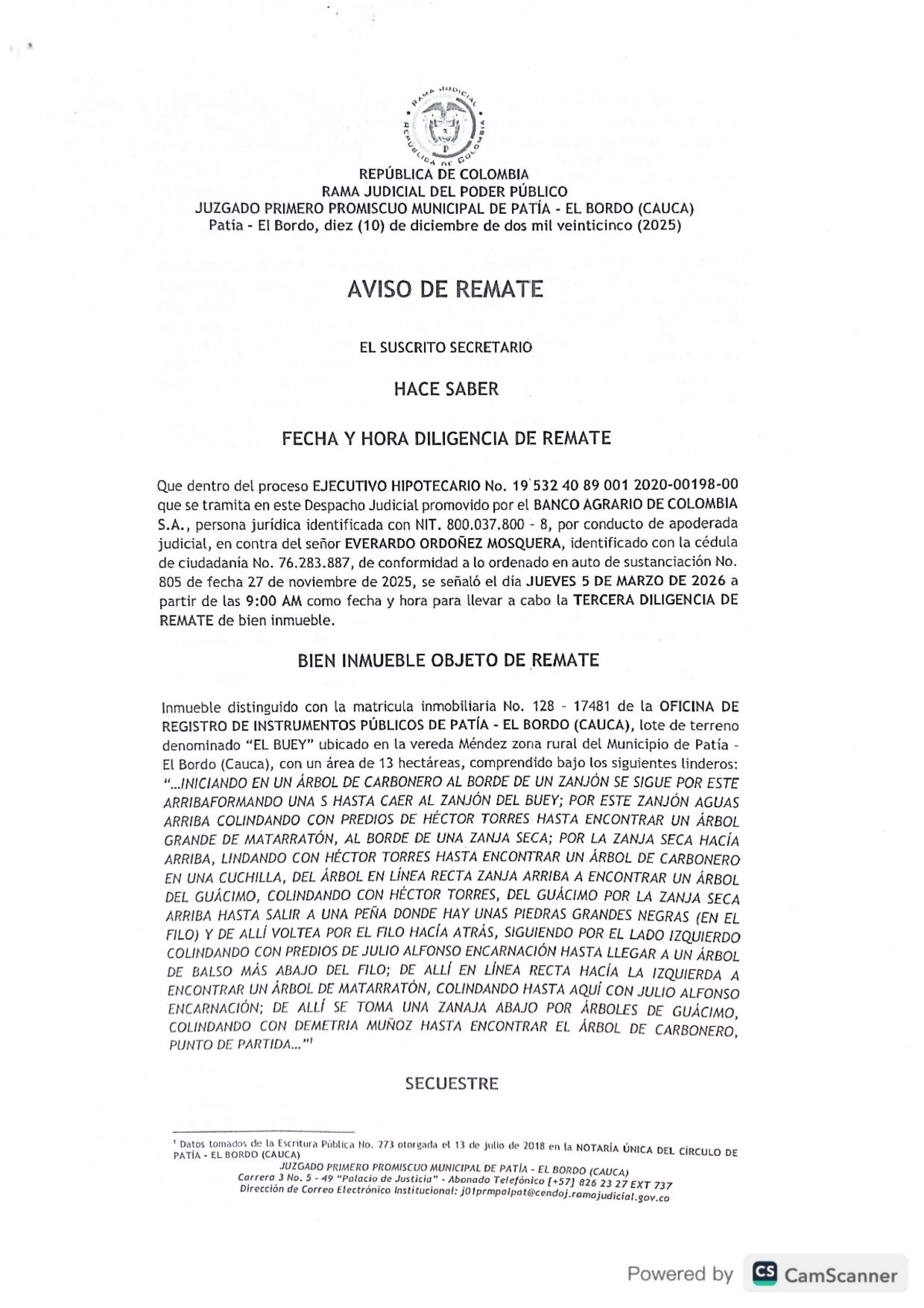 AVISO DE REMATE – Informativo Del Sur